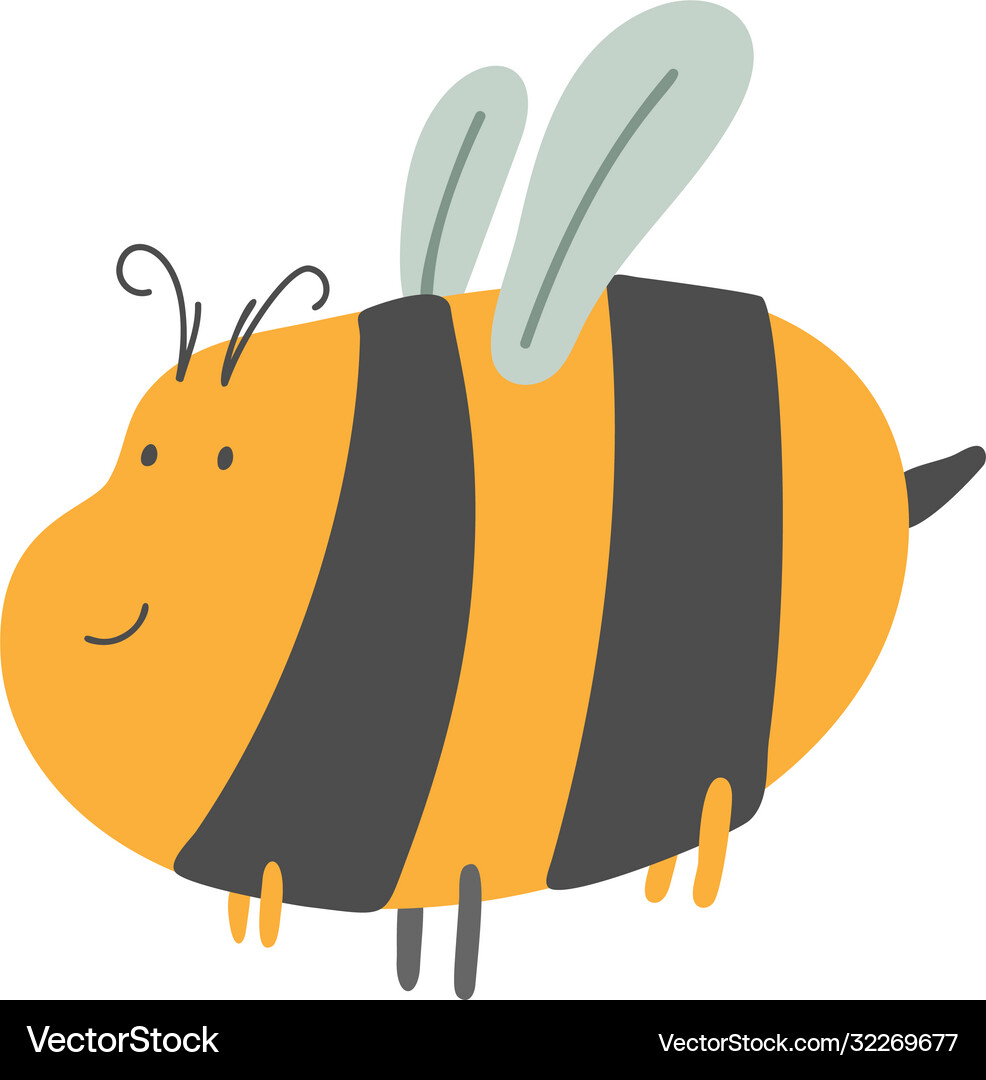 Big bee logo cute scandinavian hand drawn fat Vector Image