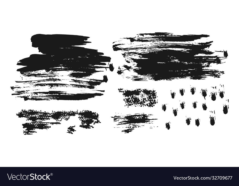 Black paint ink brushes strokes stamp set Vector Image