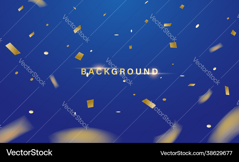 Blue background with golden confetti party Vector Image
