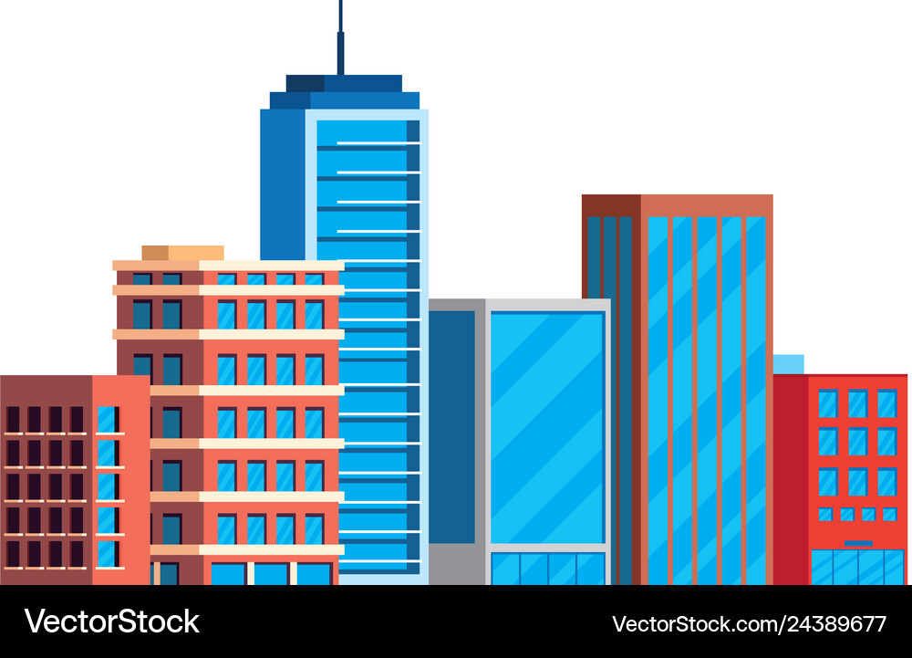 Buildings metropolis cityscape scene Royalty Free Vector