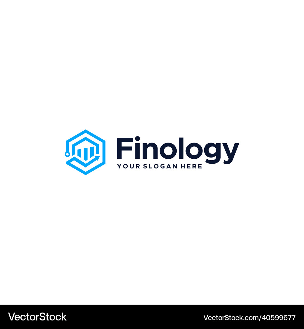 Flat letter mark finology arrow blue logo design Vector Image