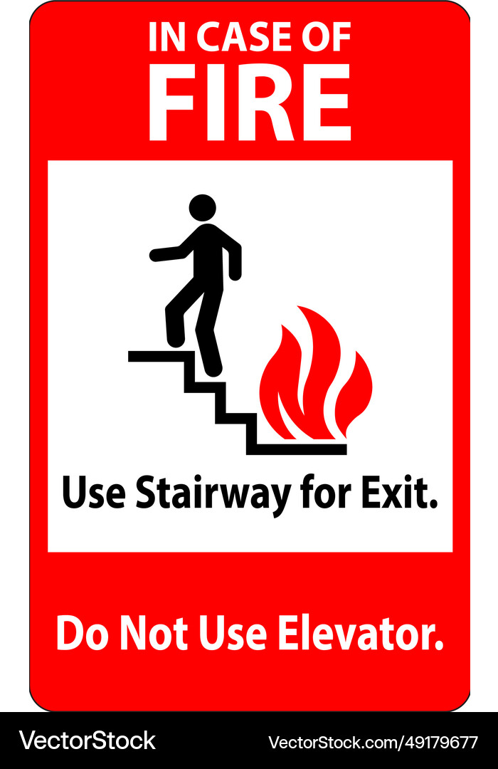 In case of fire sign use stairway for exit do Vector Image