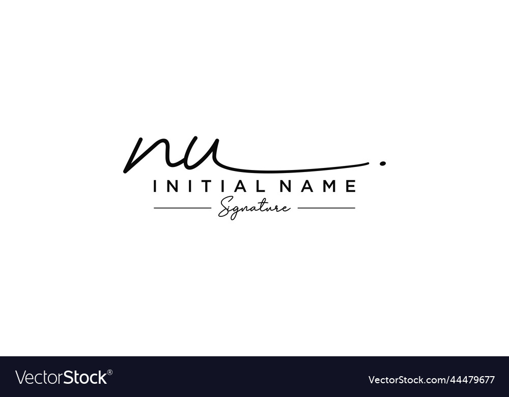 Initial nu signature logo template hand drawn Vector Image