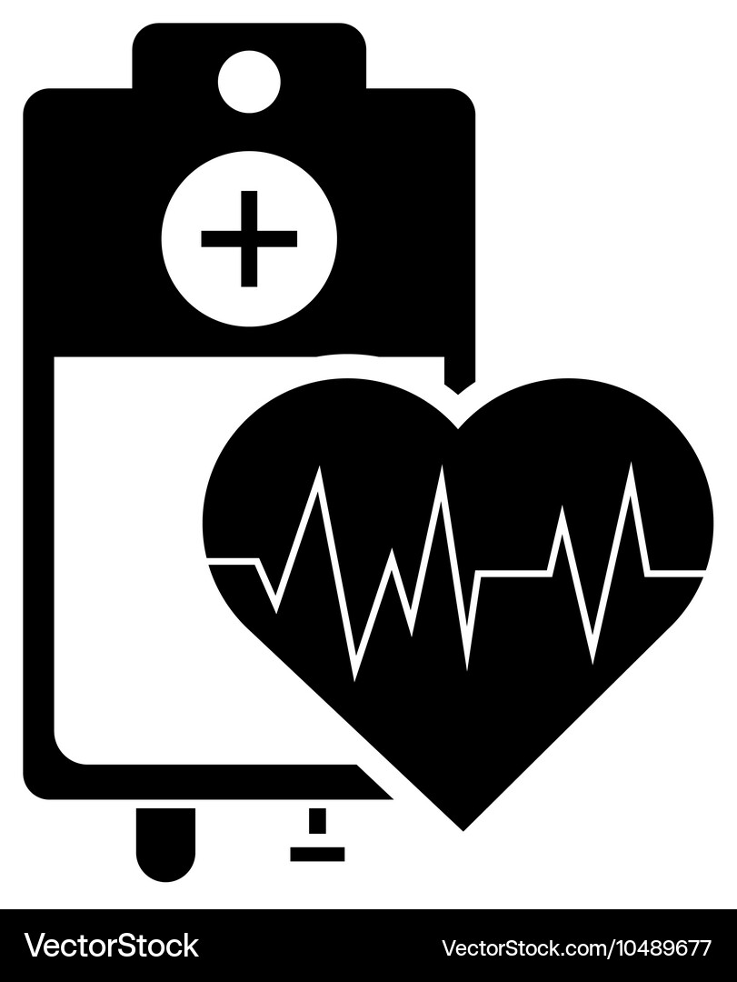 Iv drip bag and heart cardiogram icon Royalty Free Vector