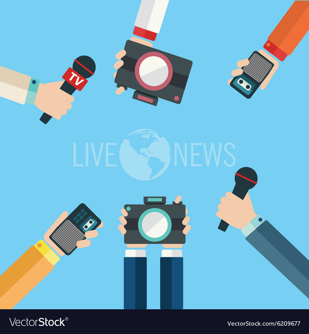 Journalism concept in flat style live report Vector Image