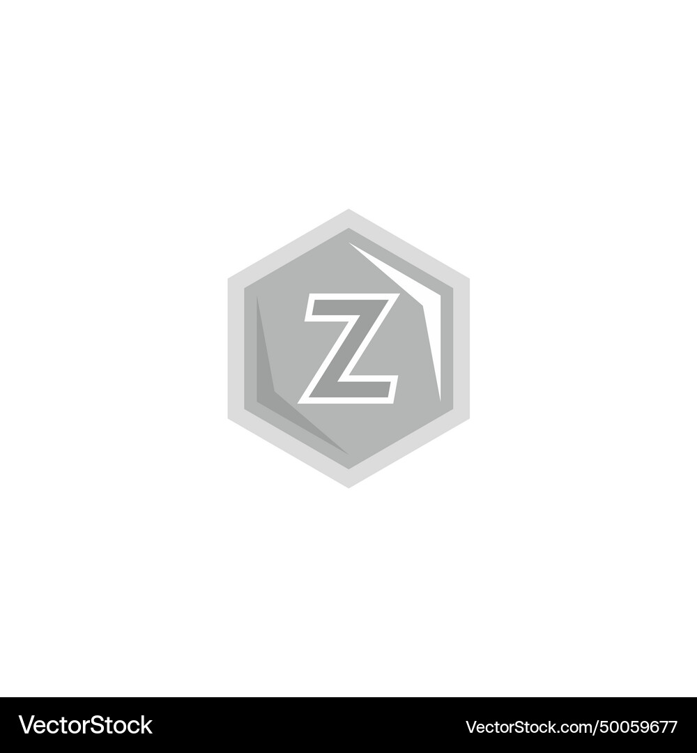Letter z silver hexagon emblem geometric symbol Vector Image