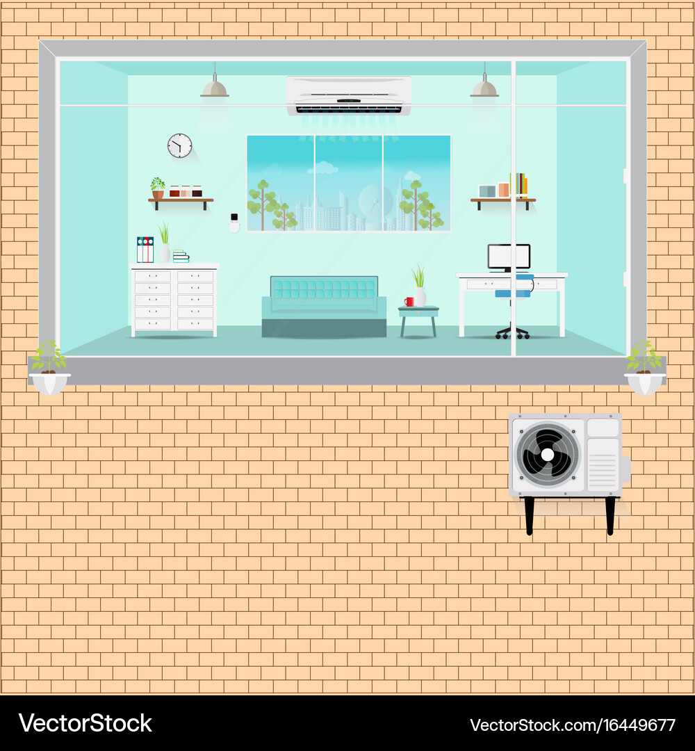 Living room with air conditioning Royalty Free Vector Image