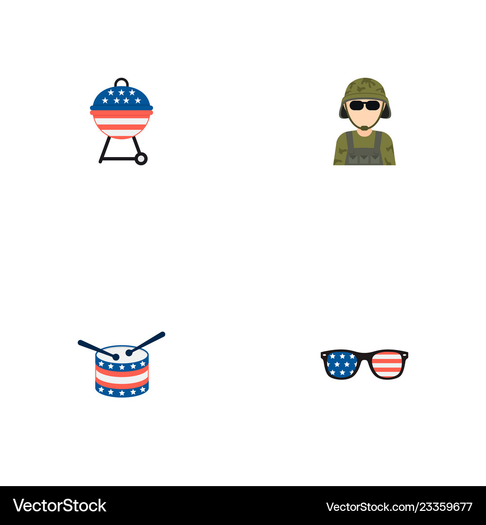 Set memorial icons flat style symbols Royalty Free Vector