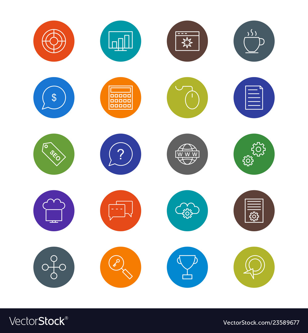 Set of seo search engine optimization icons Vector Image
