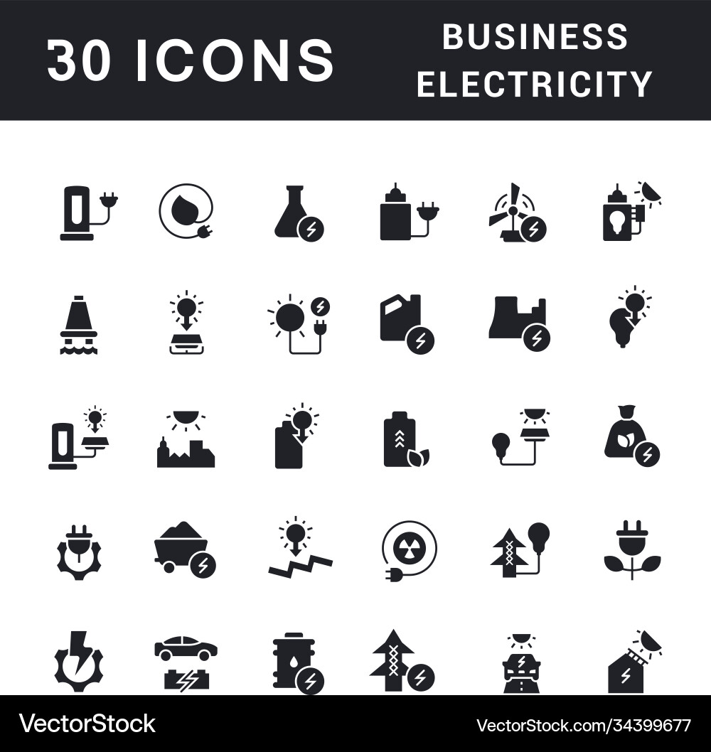 Set simple icons business electricity Royalty Free Vector