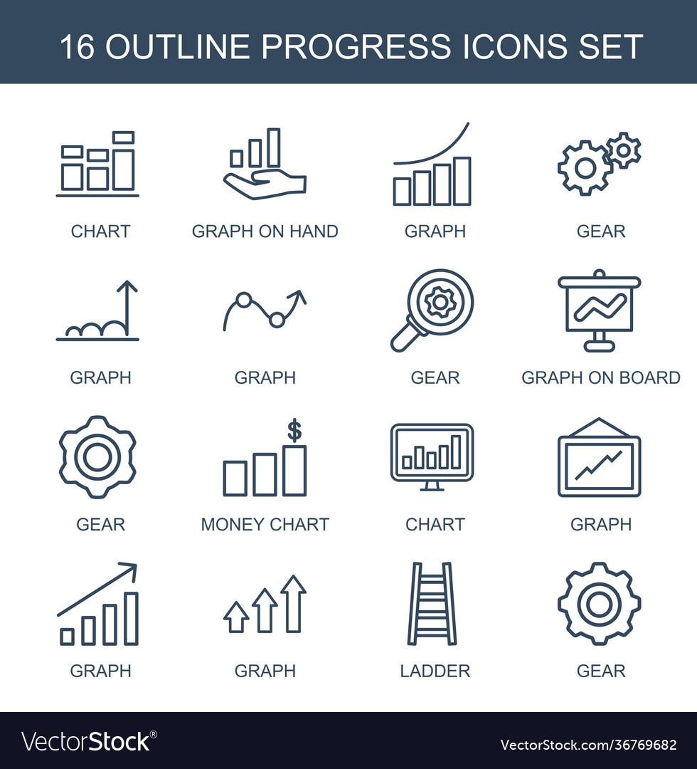 16 progress icons Royalty Free Vector Image - VectorStock