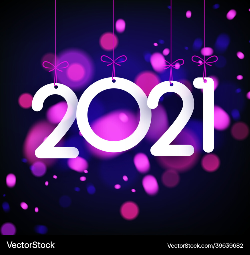 2021 paper sign on multicolored blurred background