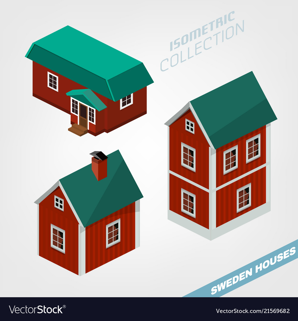 3d isometric houses Royalty Free Vector Image - VectorStock