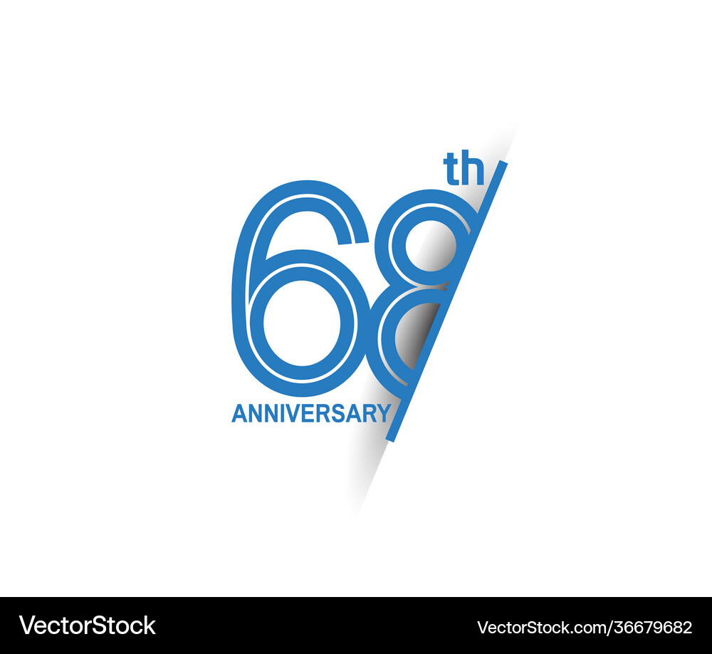 68 anniversary blue cut style isolated on white Vector Image