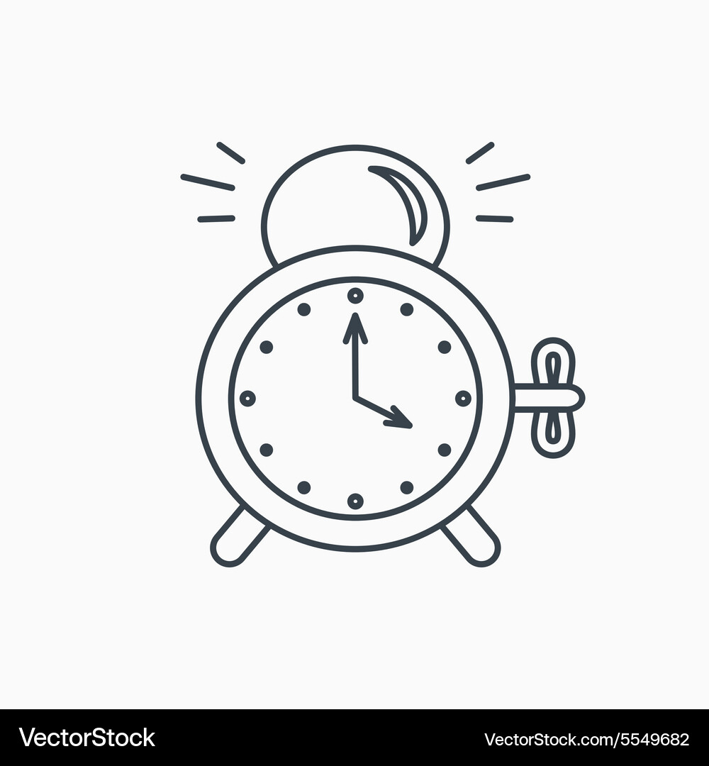 Alarm clock icon mechanical retro time sign Vector Image