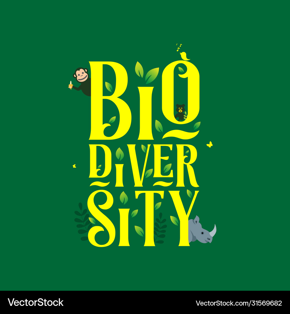 Biodiversity typography design with green color Vector Image