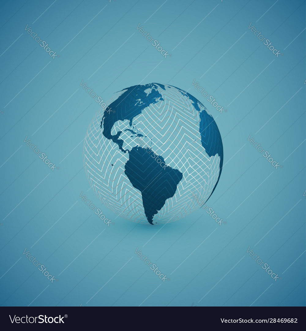 Blue globe map with pattern sphere Royalty Free Vector Image