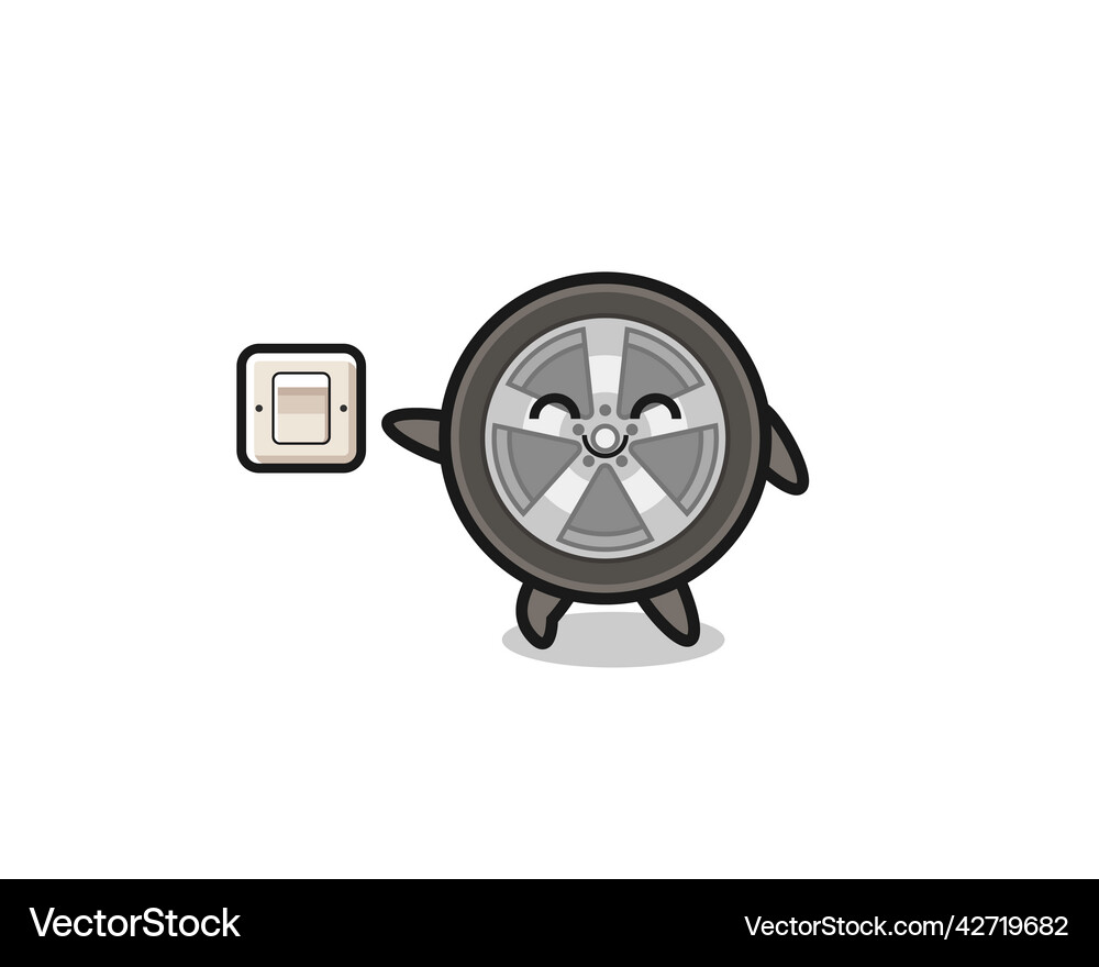 Cartoon car wheel is turning off light Royalty Free Vector