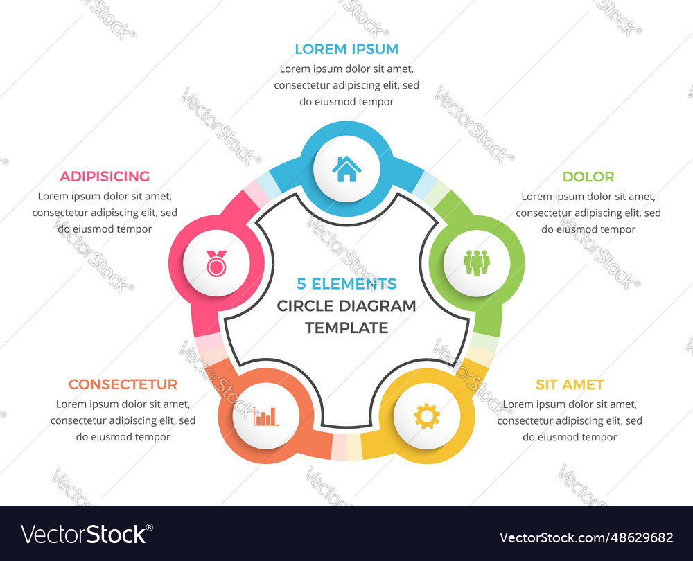 Circle infographic template - five elements Vector Image
