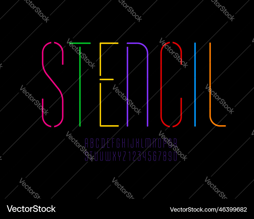 Font from ultra thin line stencil narrow alphabet Vector Image