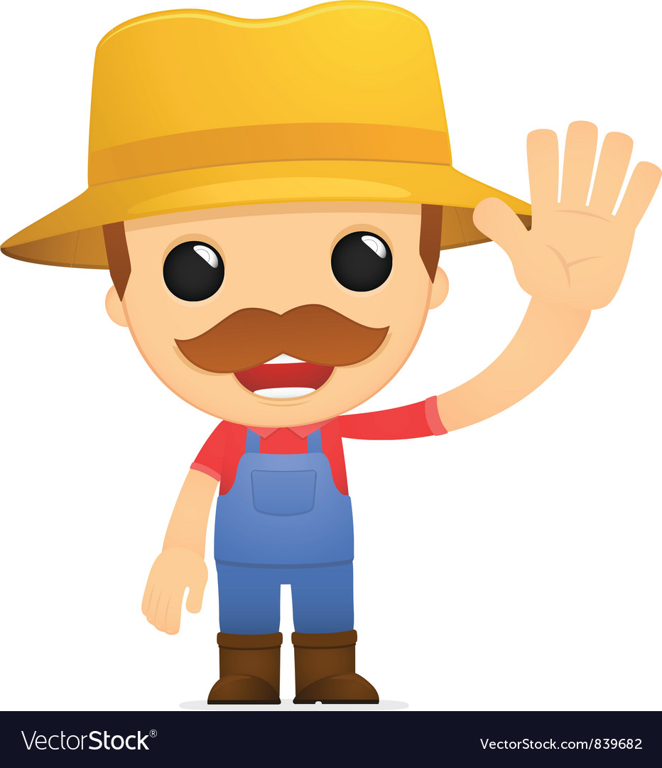 Funny cartoon farmer Royalty Free Vector Image Funny cartoon farmer Royalty Free Vector Image