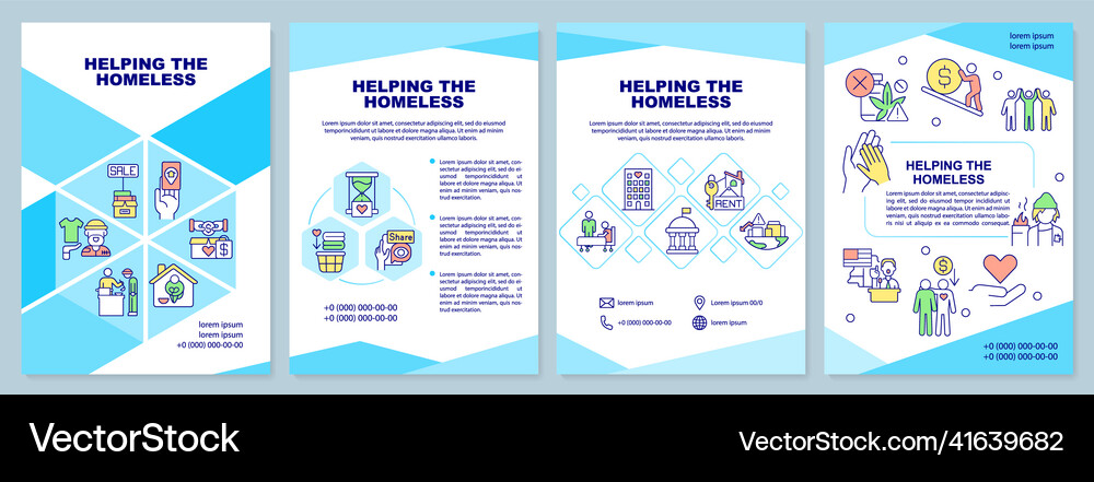 Helping homeless people turquoise brochure Vector Image