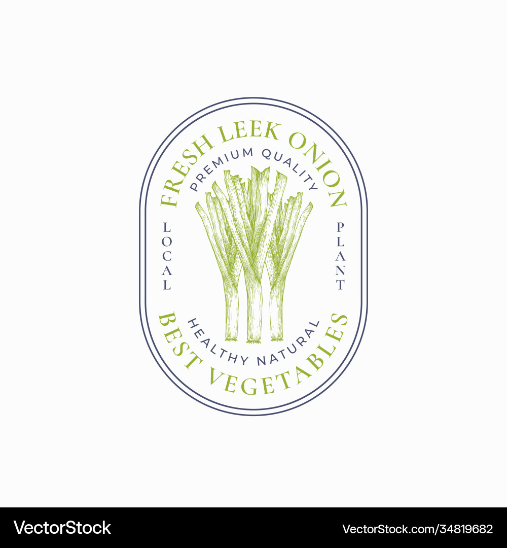 Leek onion farm frame badge or logo template hand Vector Image