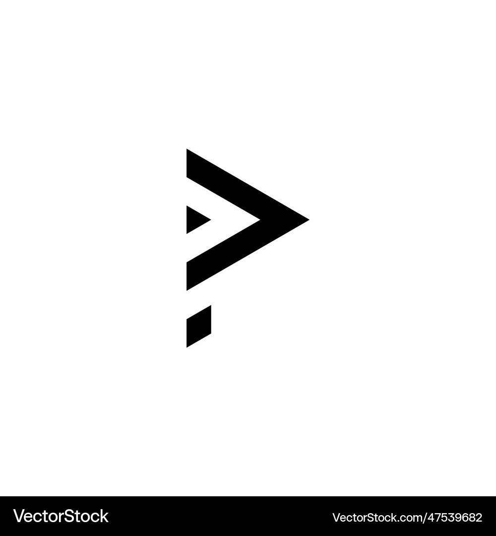 Letter p triangle ribbon geometric symbol simple Vector Image