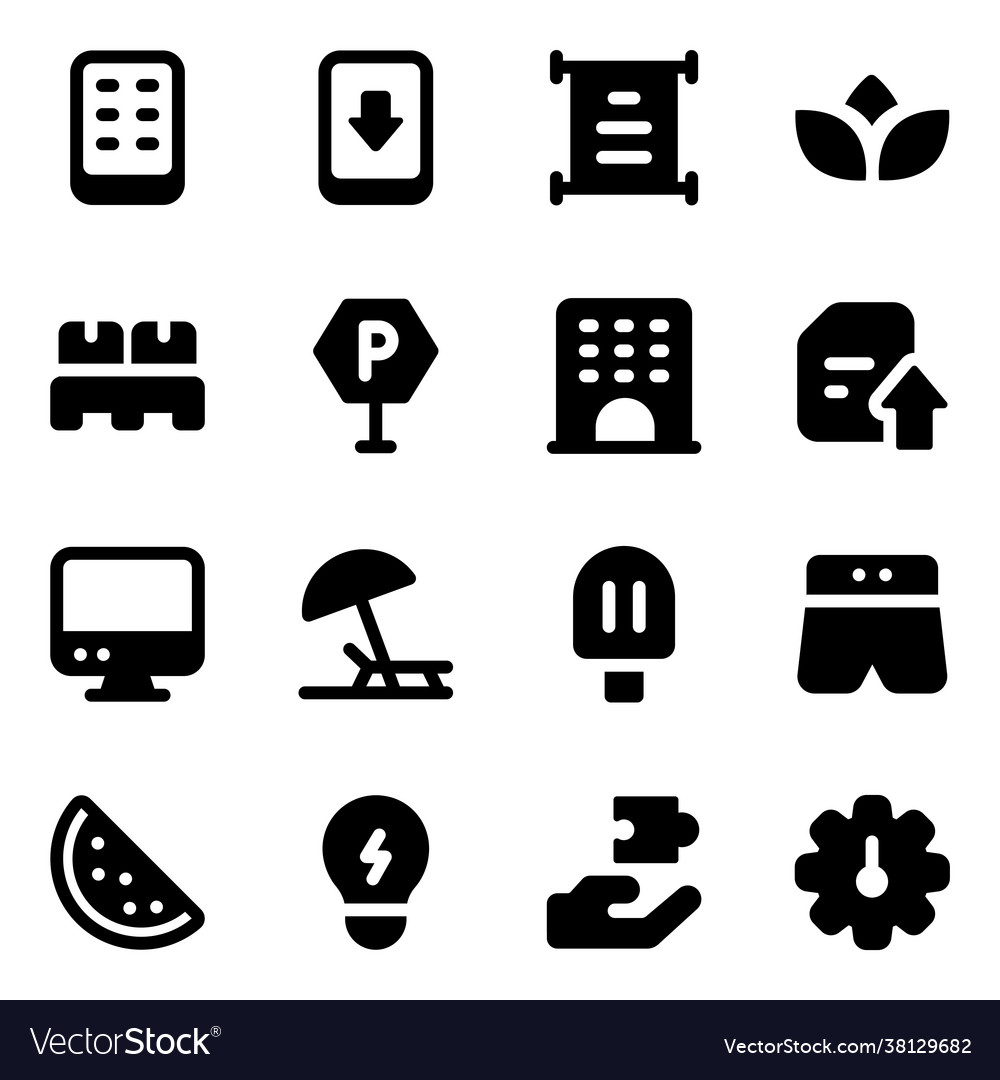 Pack random solid icons Royalty Free Vector Image