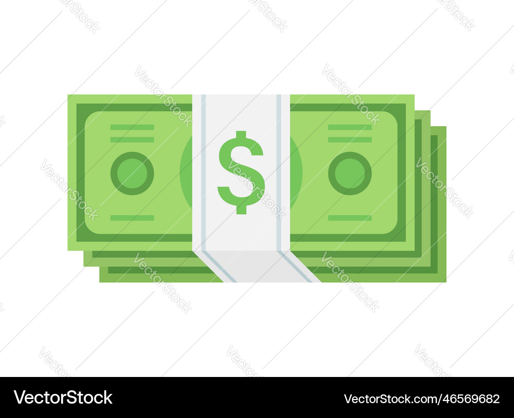 Paper bills icon in flat style stack of currency Vector Image
