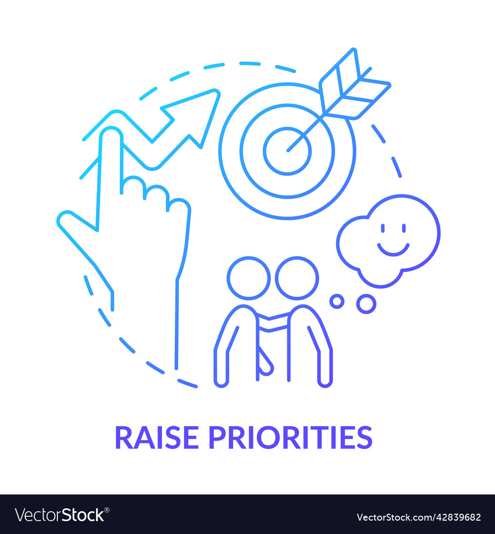 Raise priorities blue gradient concept icon Vector Image