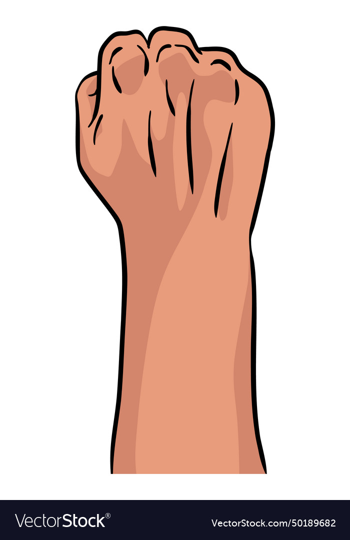 Raised fist hand gesture emblem Royalty Free Vector Image