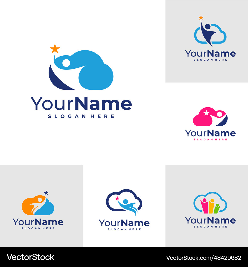 Set of cloud leader logo design template Vector Image