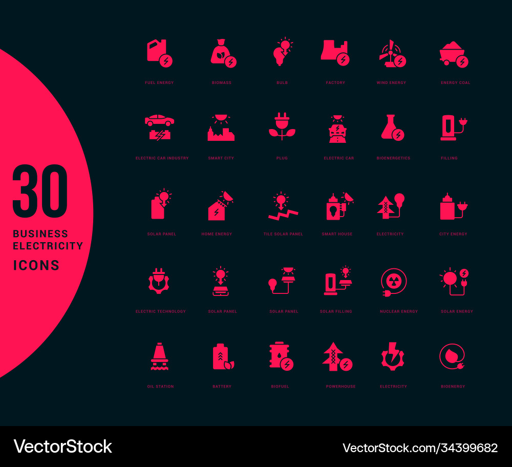 Set simple icons business electricity Royalty Free Vector