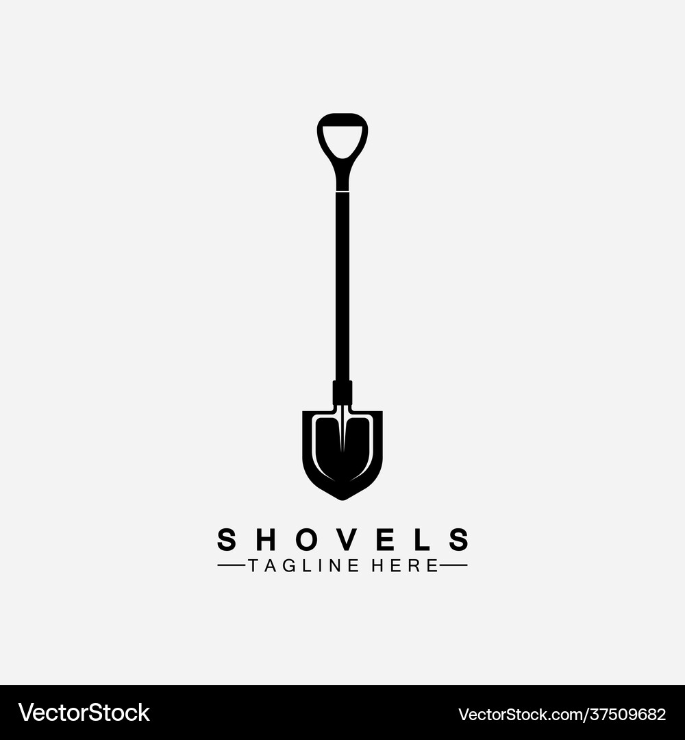Shovel icon logo designblack icon logo Royalty Free Vector