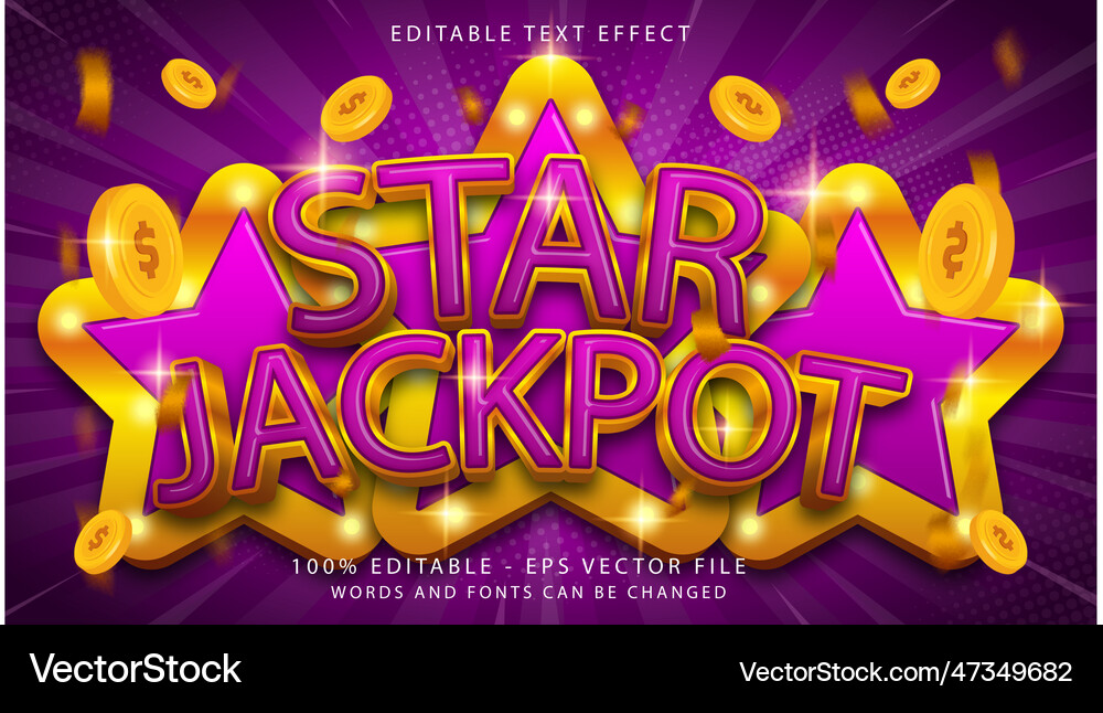 Star jackpot 3d text effect and editable text Vector Image