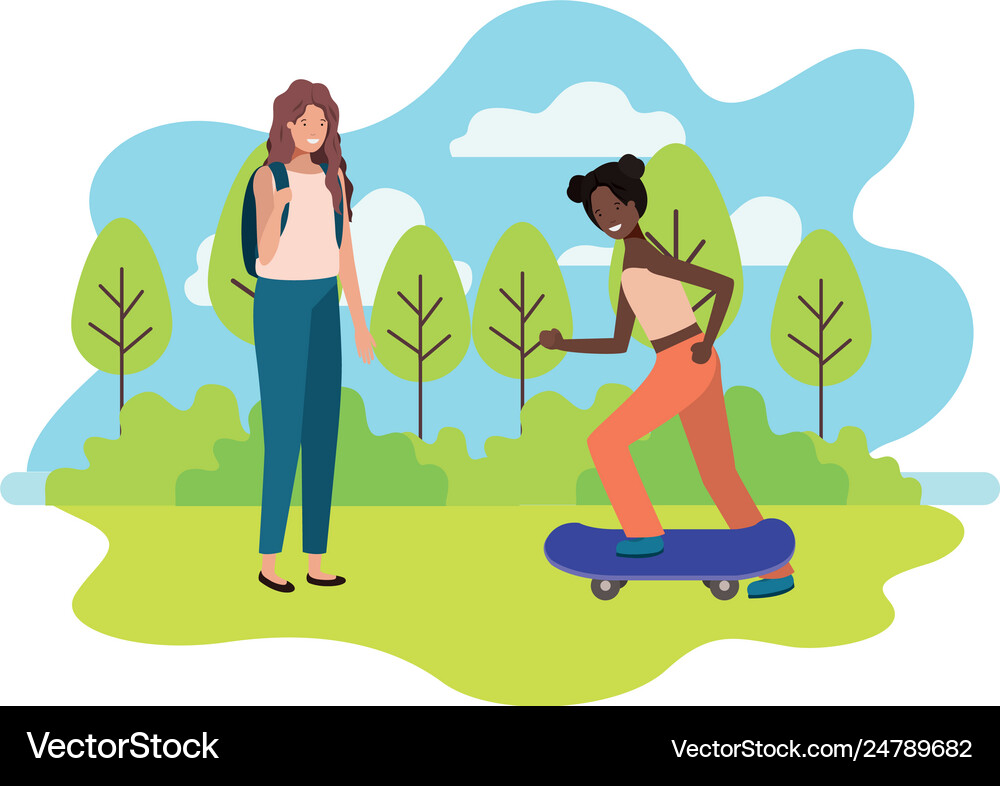 Young woman with school bag and practicing Vector Image
