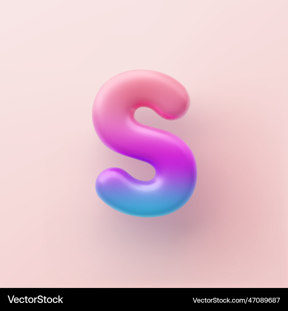 3d colorful gradient letter s on a light Vector Image