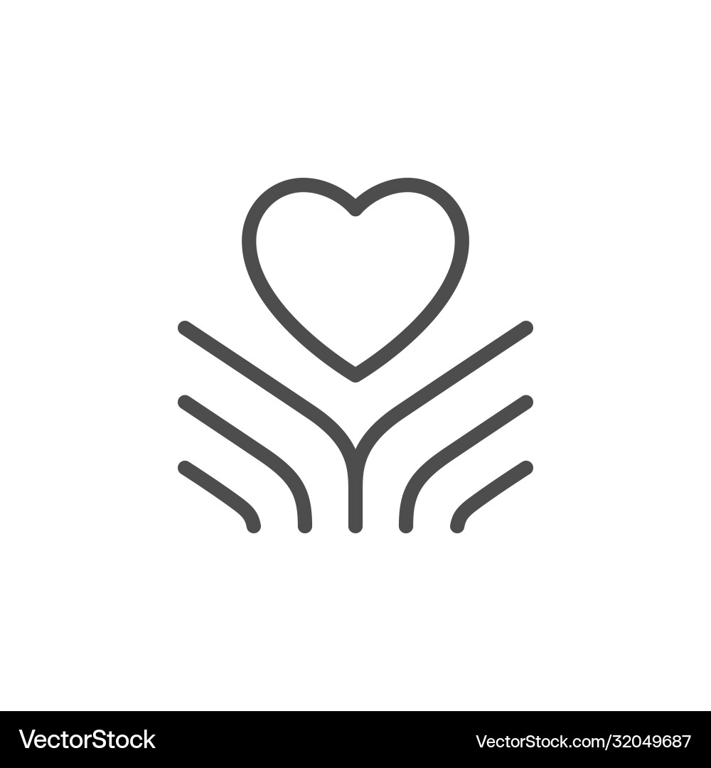 Care and support sign line outline icon Royalty Free Vector