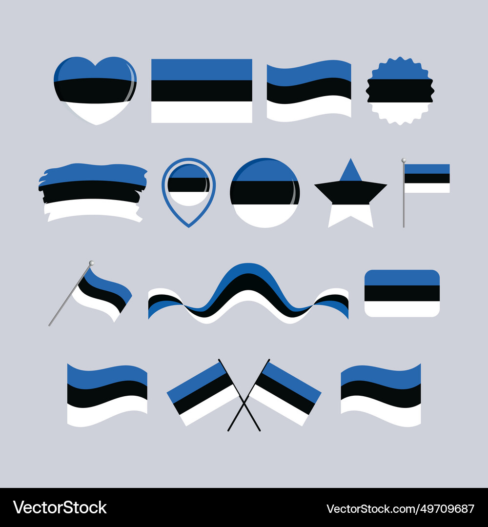 Estonia flag icon set on a gray background Vector Image