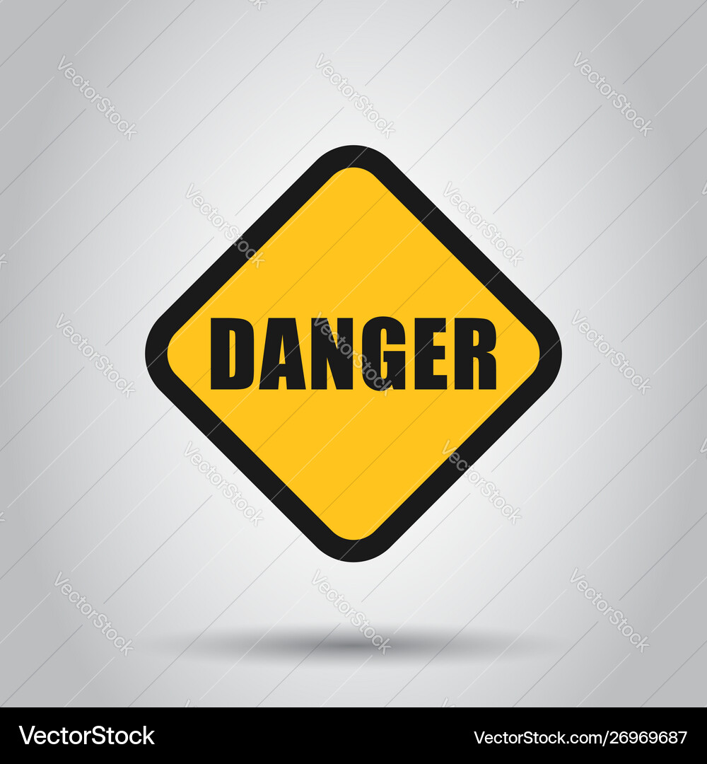 Exclamation mark icon in flat style danger alarm Vector Image