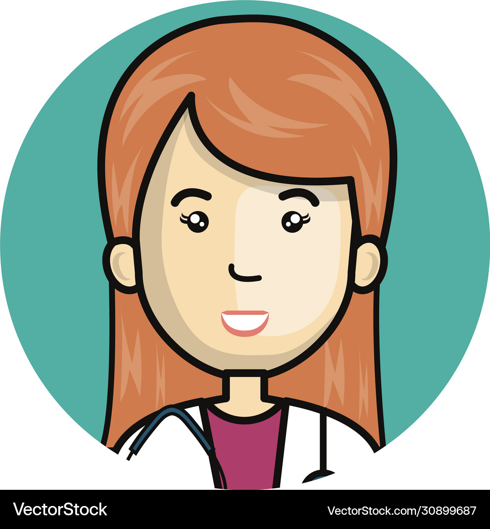 Face doctor female avatar in frame circular Vector Image