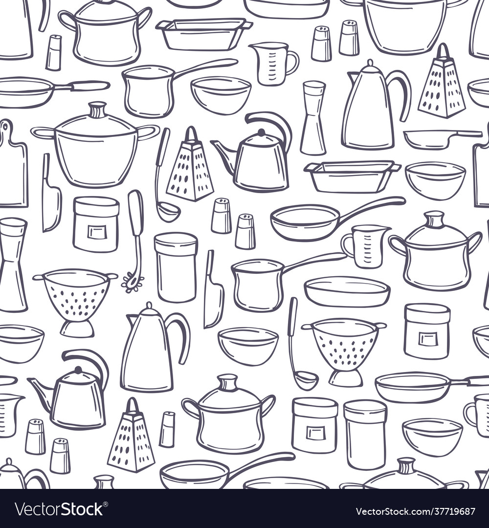 Kitchenware pattern Royalty Free Vector Image - VectorStock