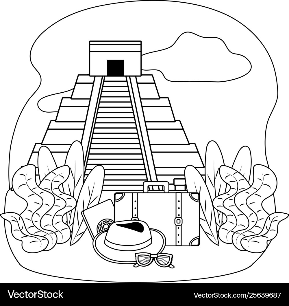 Kukulkan Pyramid Landmark Design Royalty Free Vector Image