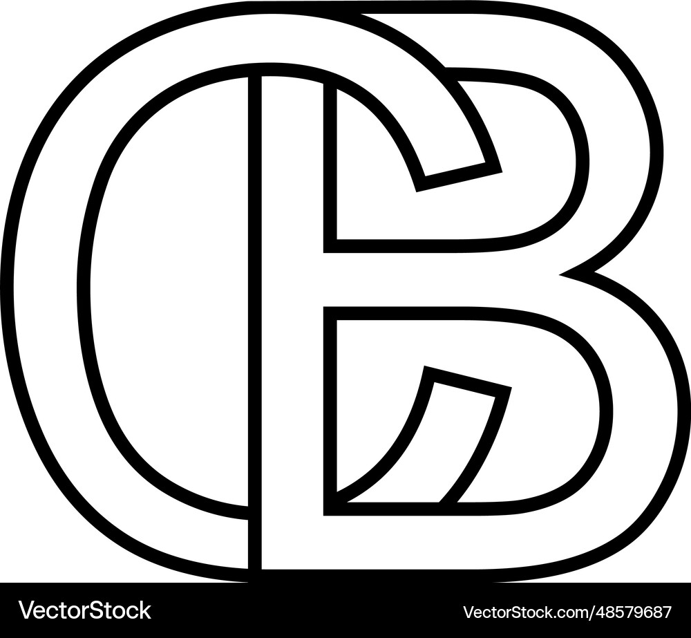 Logo sign bc cb icon sign two interlaced letters Vector Image