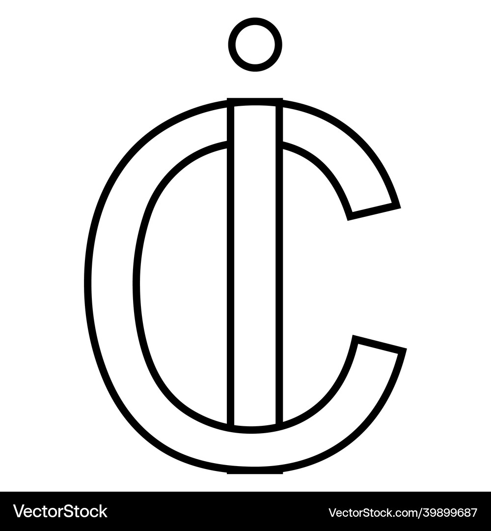 Logo sign ic ci icon interlaced letters c i Vector Image