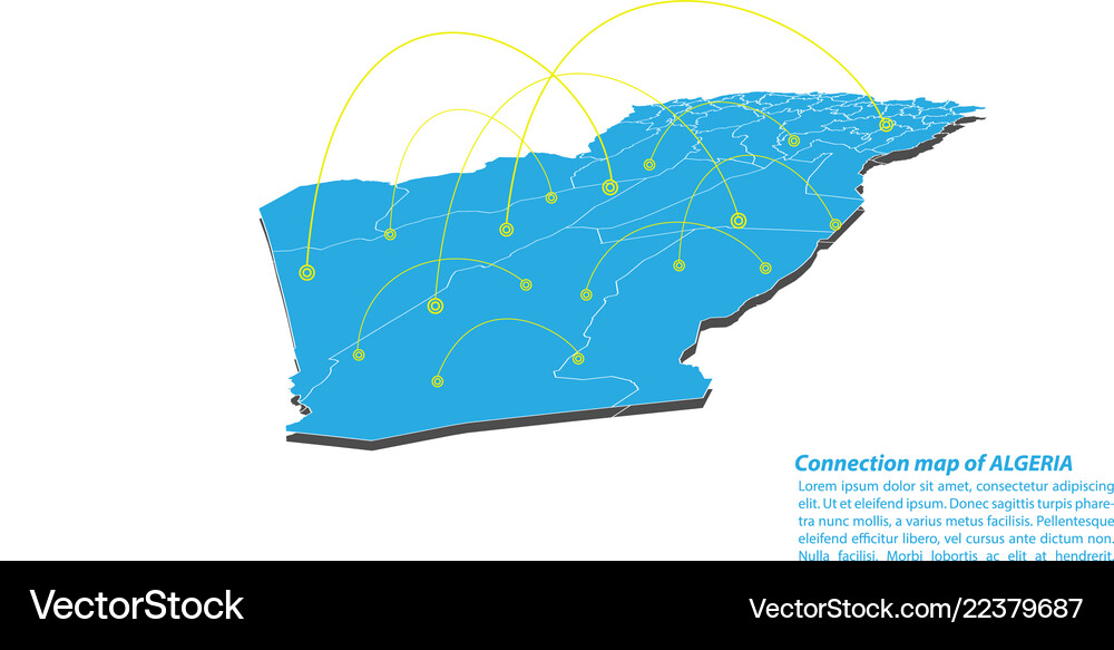 Modern of algeria map connections network design Vector Image