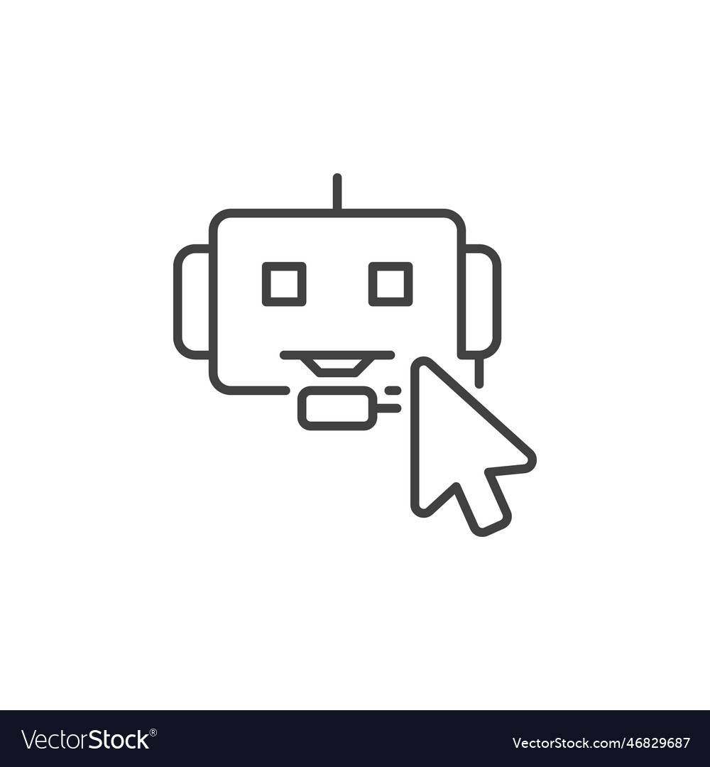 Mouse Cursor On Chatbot Sign Concept Outline Icon Vector Image