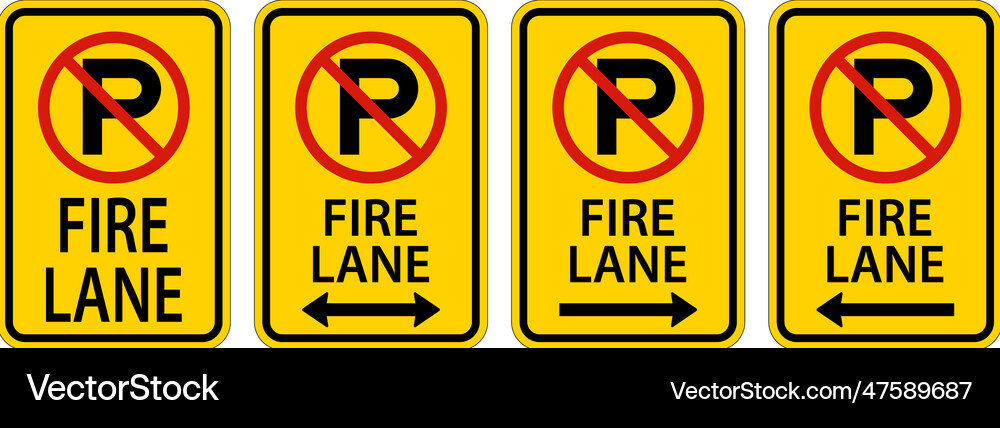 No parking fire lane sign on white background Vector Image