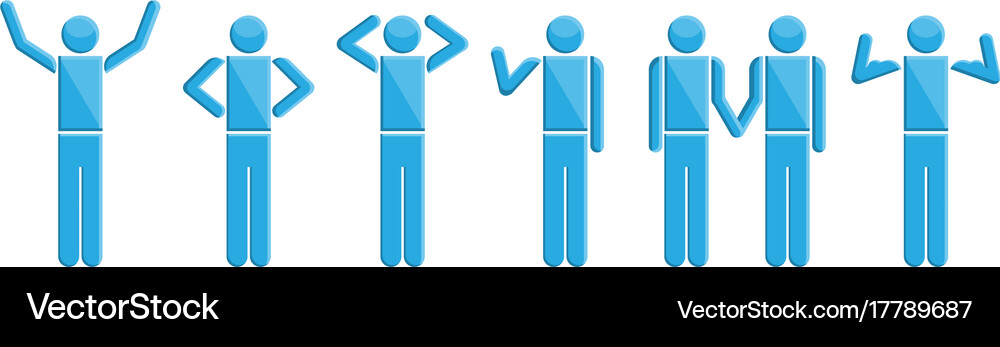 People in actions blue symbols Royalty Free Vector Image